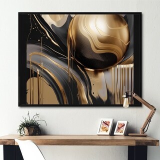 Designart "Gold And Black Captivating Marble Iv" Abstract Marble Framed Wall Decor - Bed Bath ...